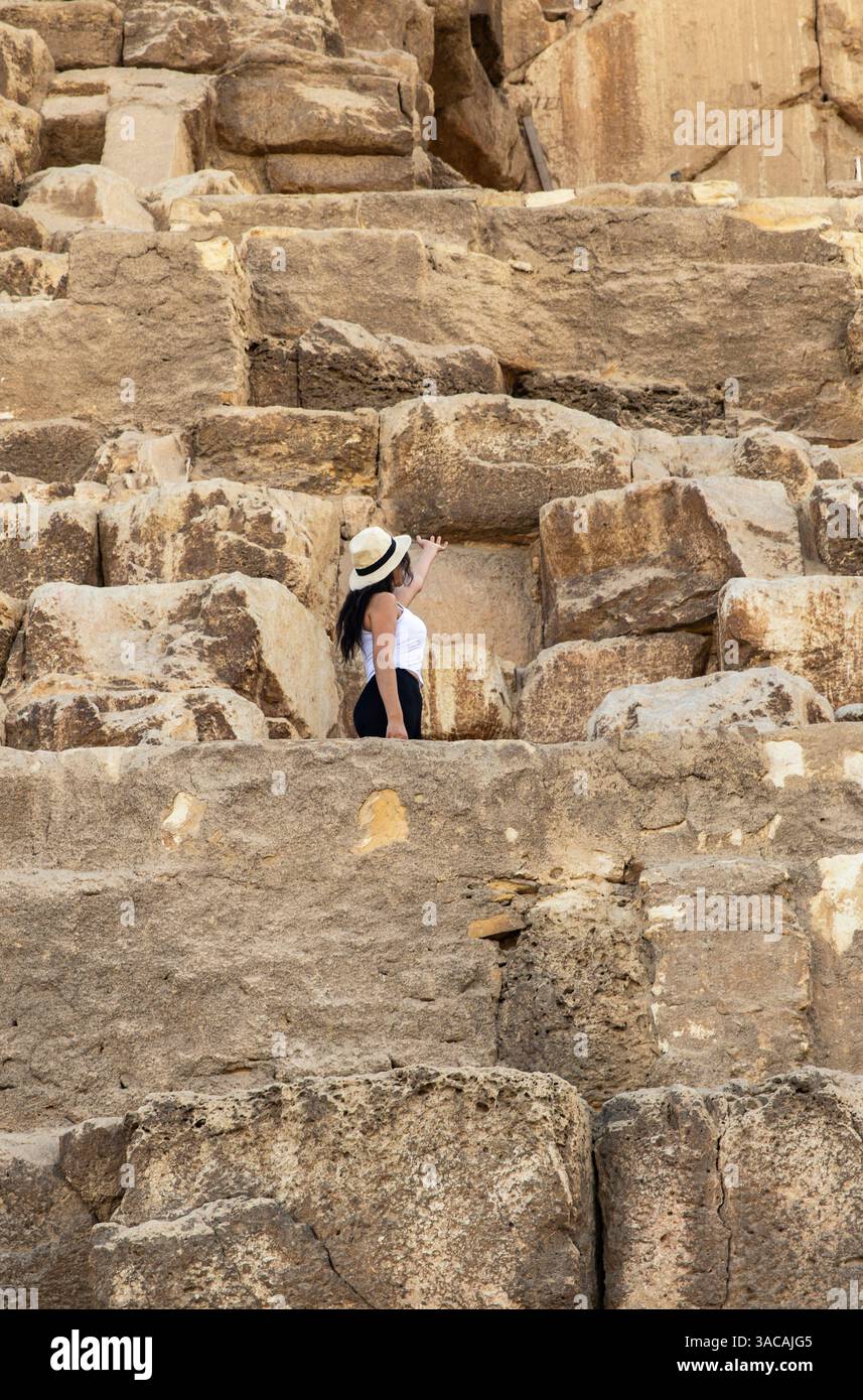 Experience a Keops Pyramid adventure with a tourist at Giza's modern wonder, Egypt. Discover the ...