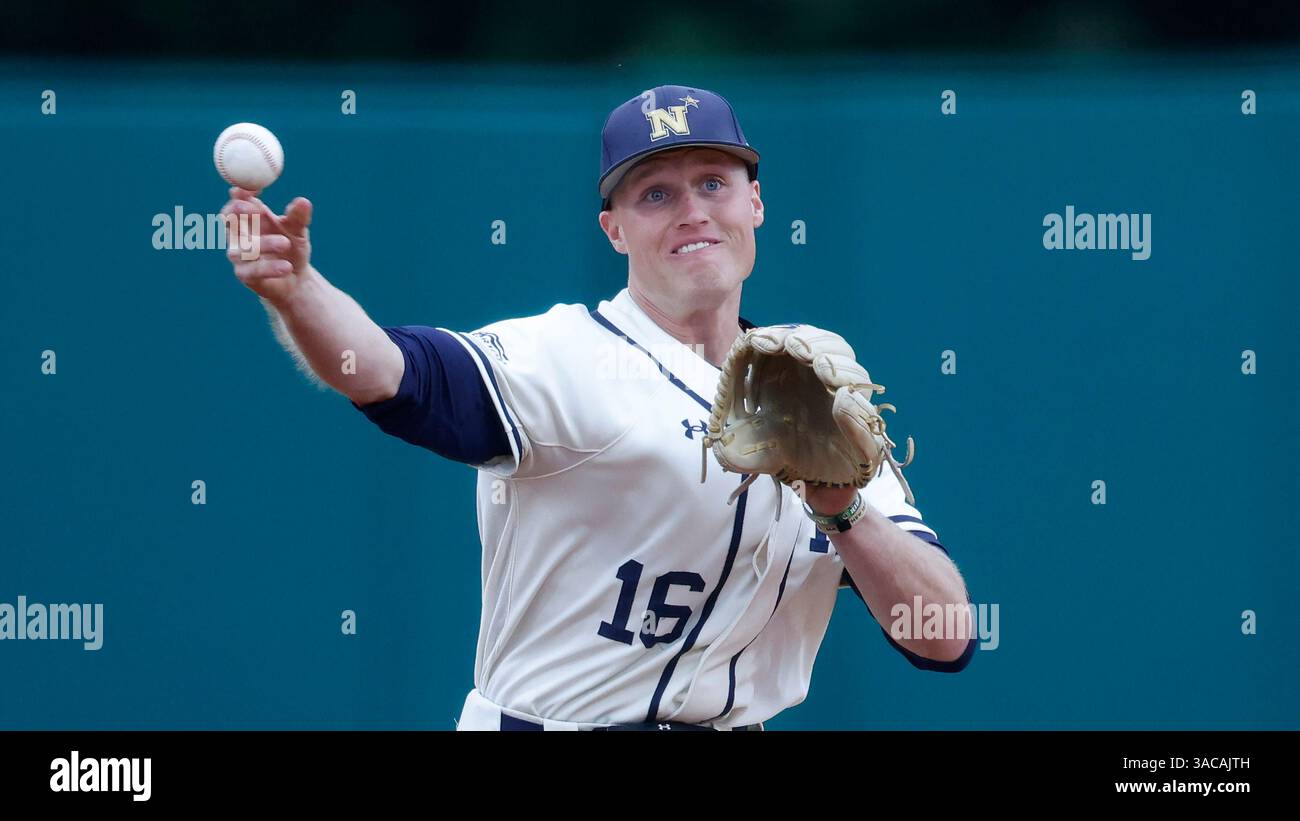 Navy infielder Henry Mitchell (16) during an NCAA baseball game against ...
