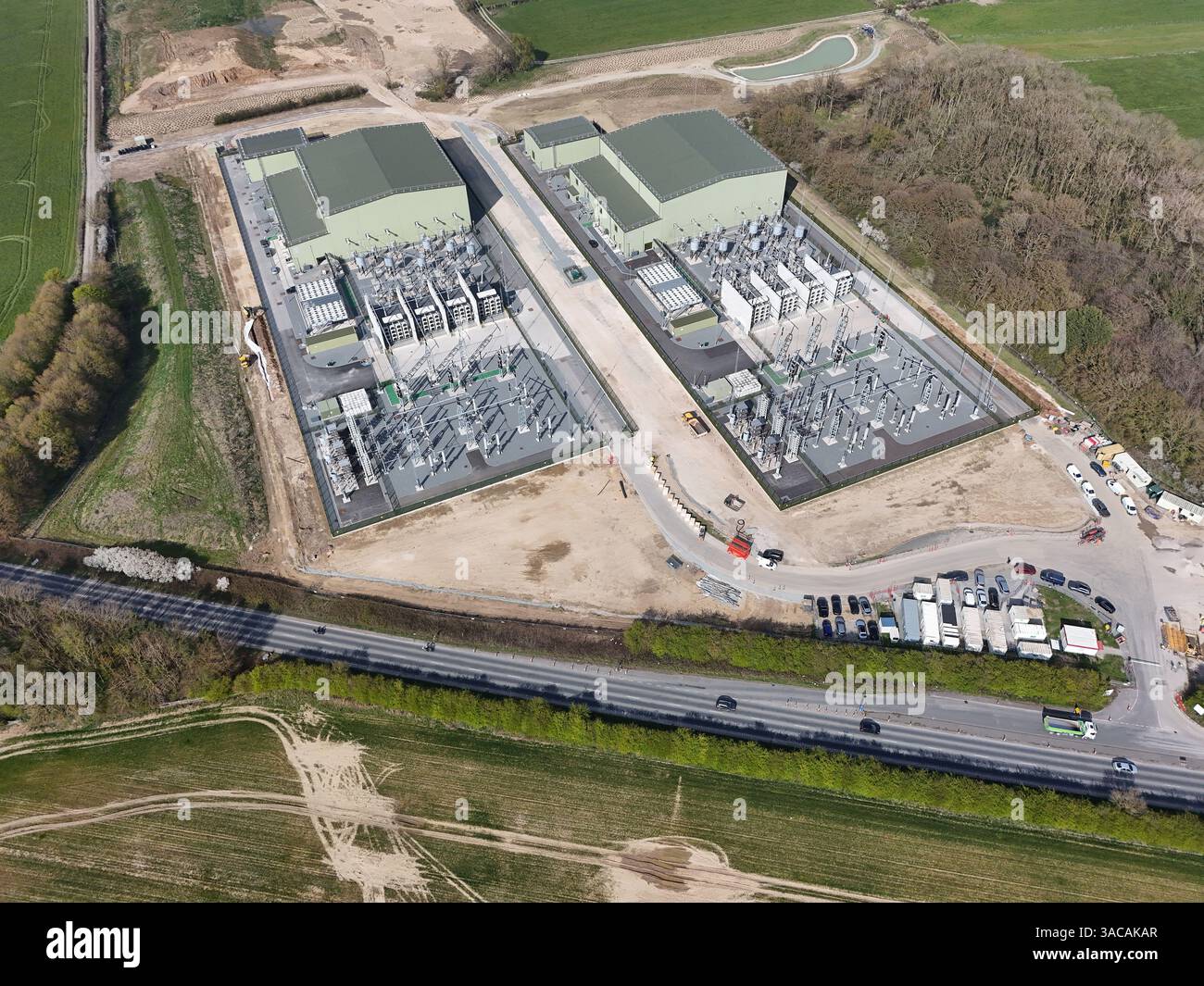 aerial view of Dogger Bank Wind Farm converter station, Creyke Beck ...