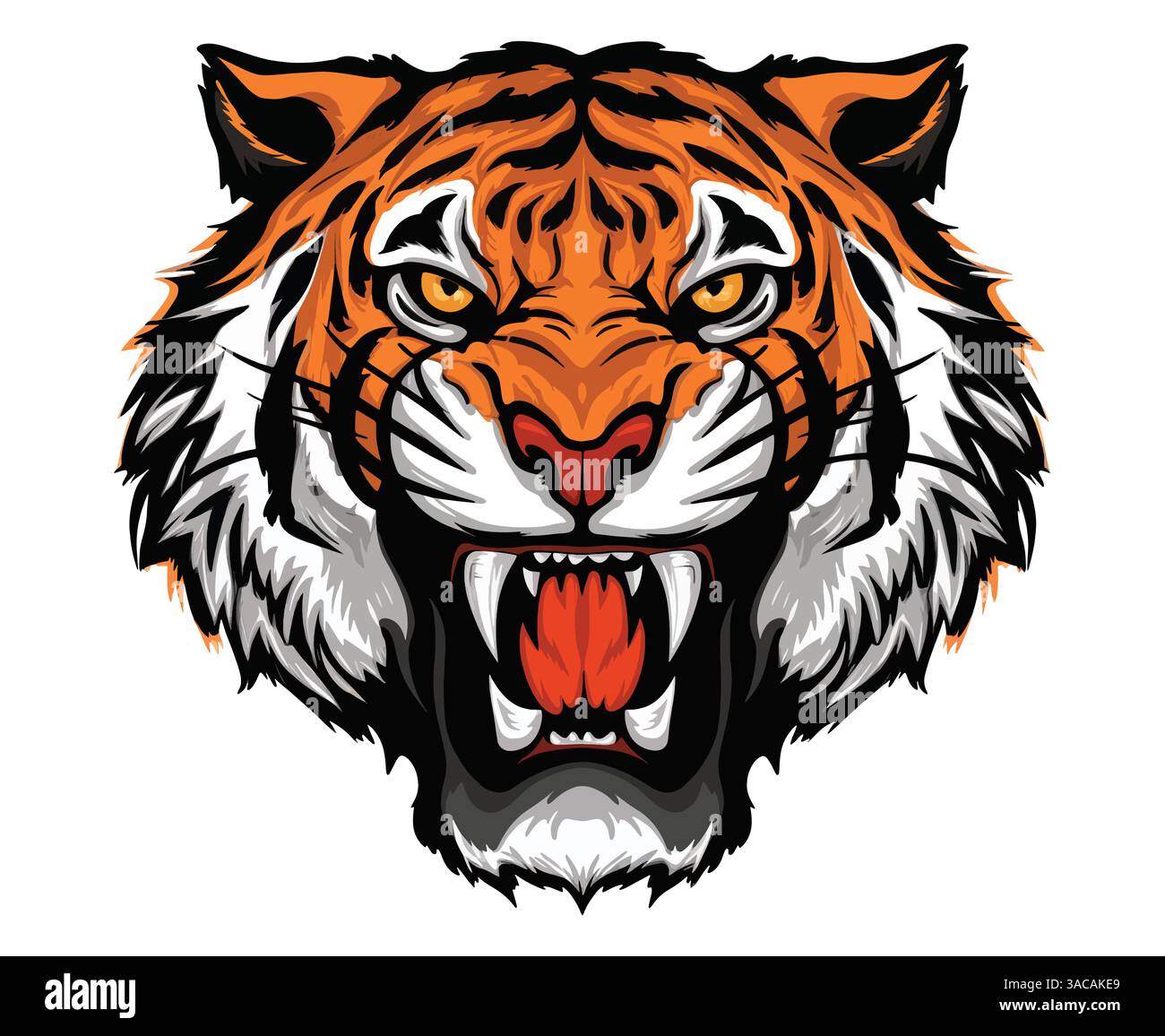 Angry tiger face. Vector illustration ideal for wildlife, sports logos ...
