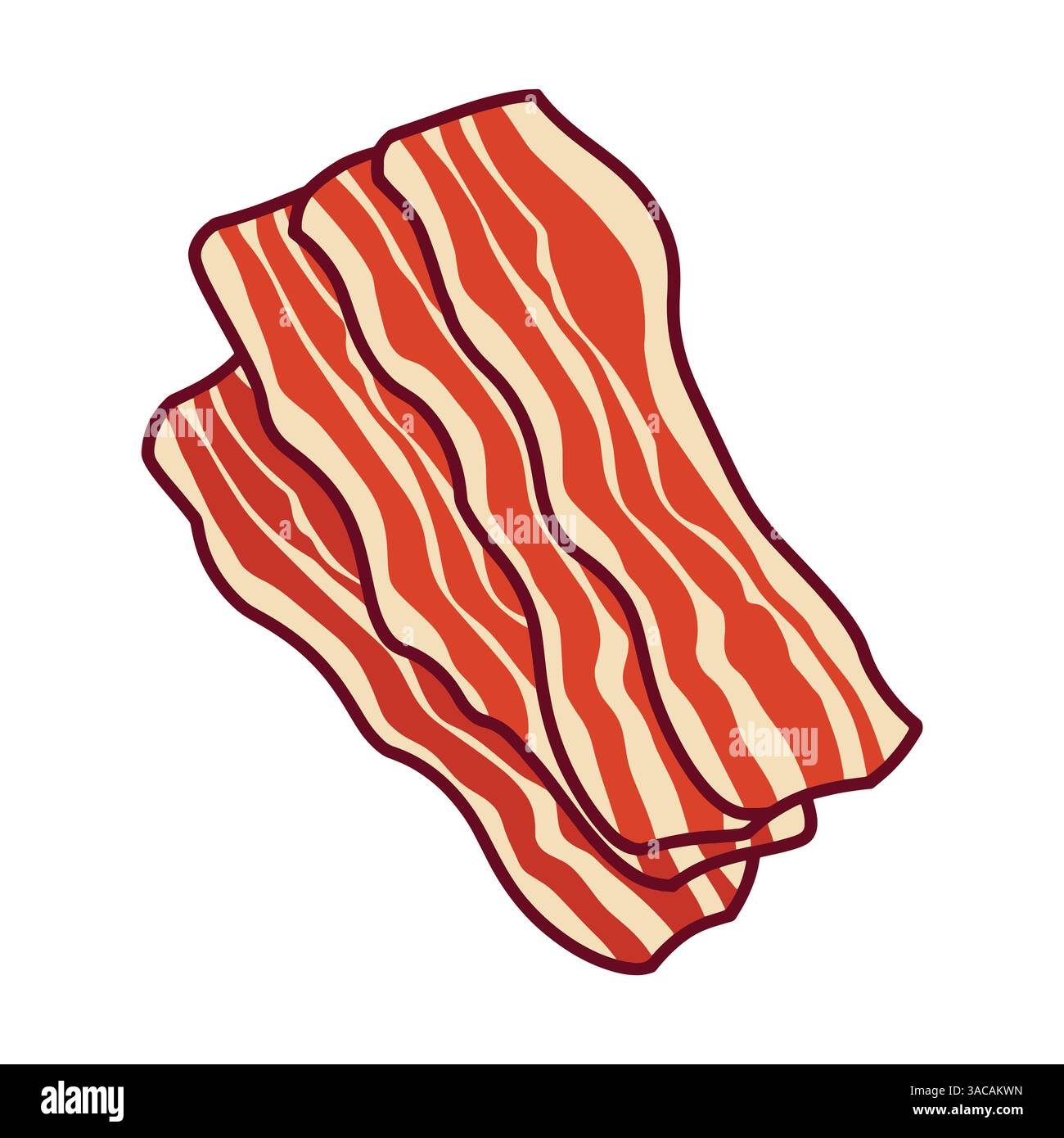 Bacon stripes vector illustration. Flat design of crispy, wavy bacon strips isolated on white ...