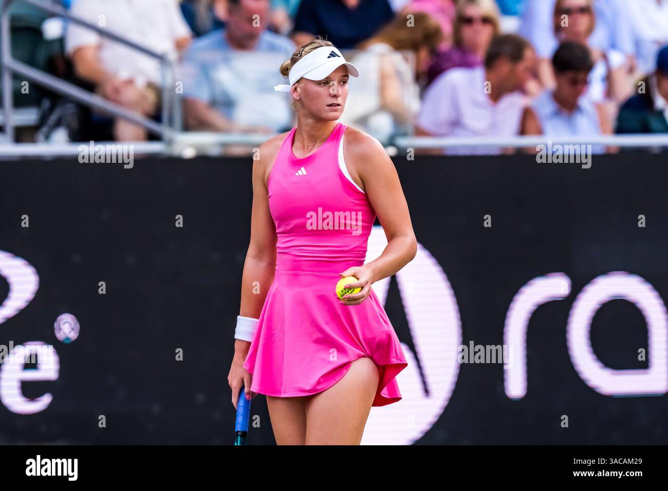 April 3, 2025, Daniel Island, Sc, USA: ASHLYN KRUEGER (USA) serves to ...