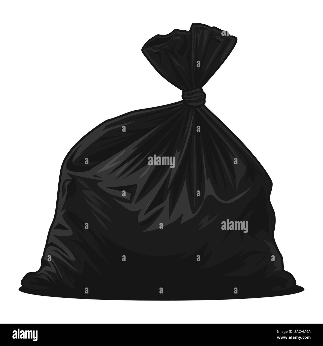 Black Plastic Waste Bag Isolated on White. Vector illustration of ...