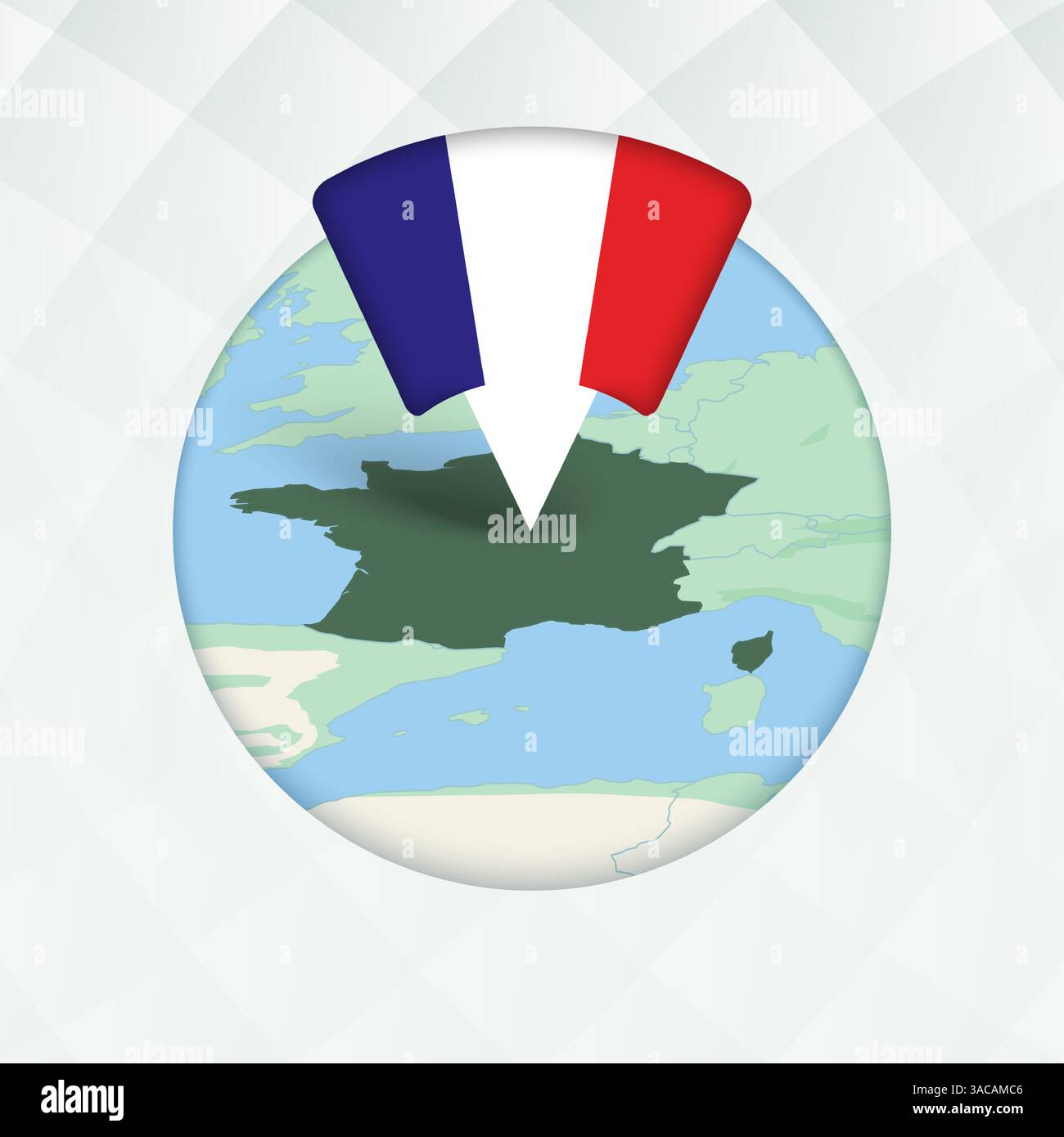 France Map Highlighted with Flag Marker. Flag Pointer on Geographic Map ...