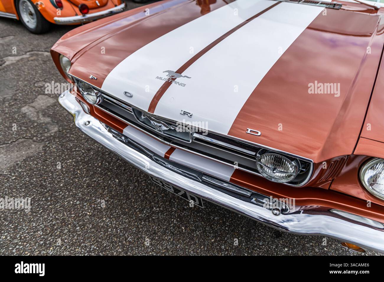 Llandow, Wales - June 30, 2024: 1970s Brown with white stripes classic ...