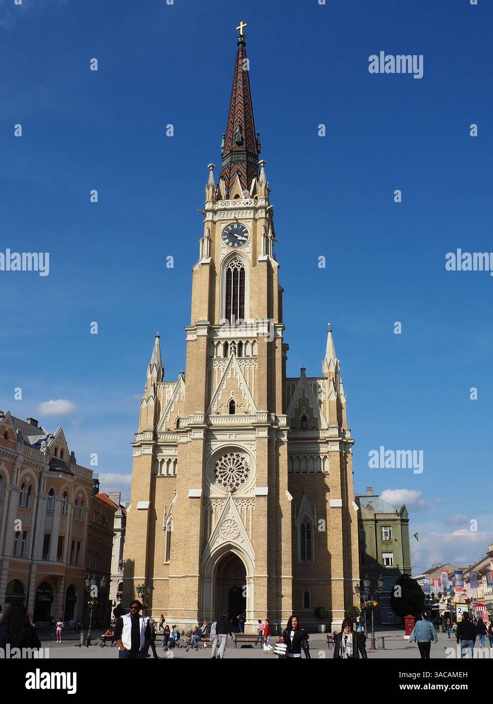 Freedom Square, Novi Sad, Serbia, April 30, 2022. People walk along the ...