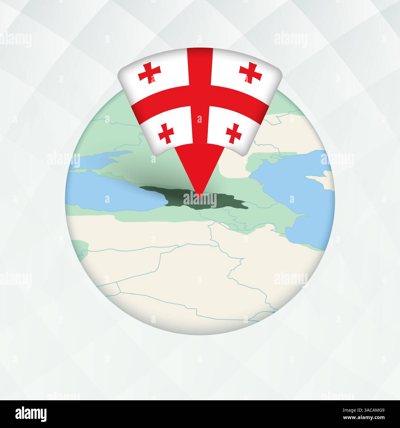 Georgia Map Highlighted with Flag Marker. Flag Pointer on Geographic Map Stock Vector Image ...
