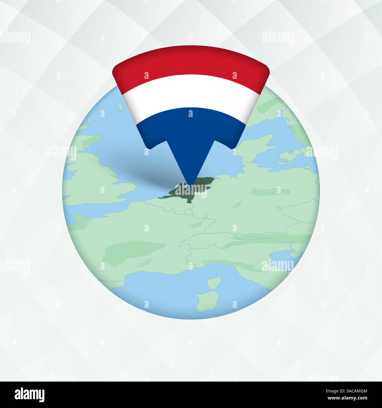 Netherlands Map Highlighted with Flag Marker. Flag Pointer on Geographic Map Stock Vector Image ...