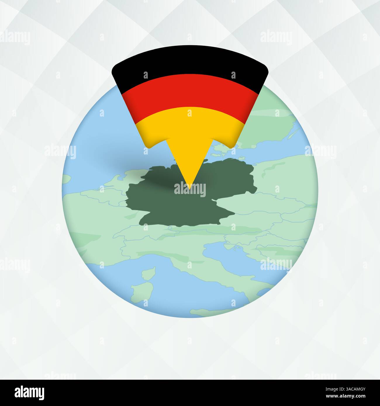 Germany Map Highlighted with Flag Marker. Flag Pointer on Geographic ...