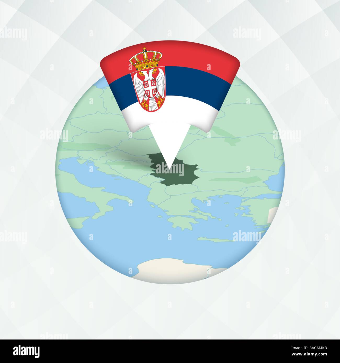 Serbia Map Highlighted with Flag Marker. Flag Pointer on Geographic Map Stock Vector Image & Art ...