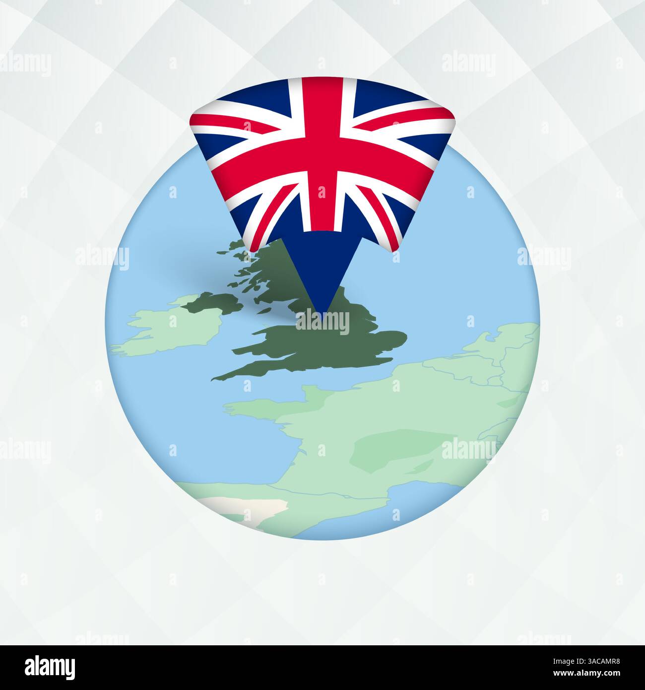United Kingdom Map Highlighted with Flag Marker. Flag Pointer on Geographic Map Stock Vector ...