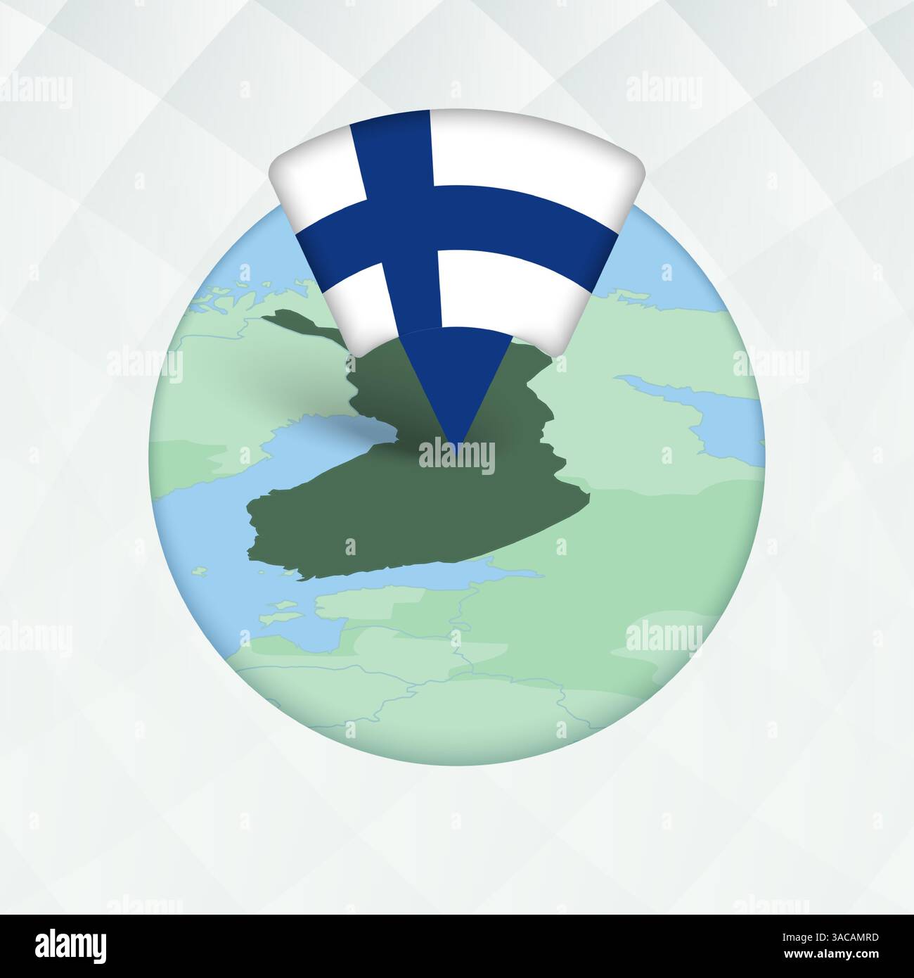 Finland Map Highlighted with Flag Marker. Flag Pointer on Geographic Map Stock Vector Image ...