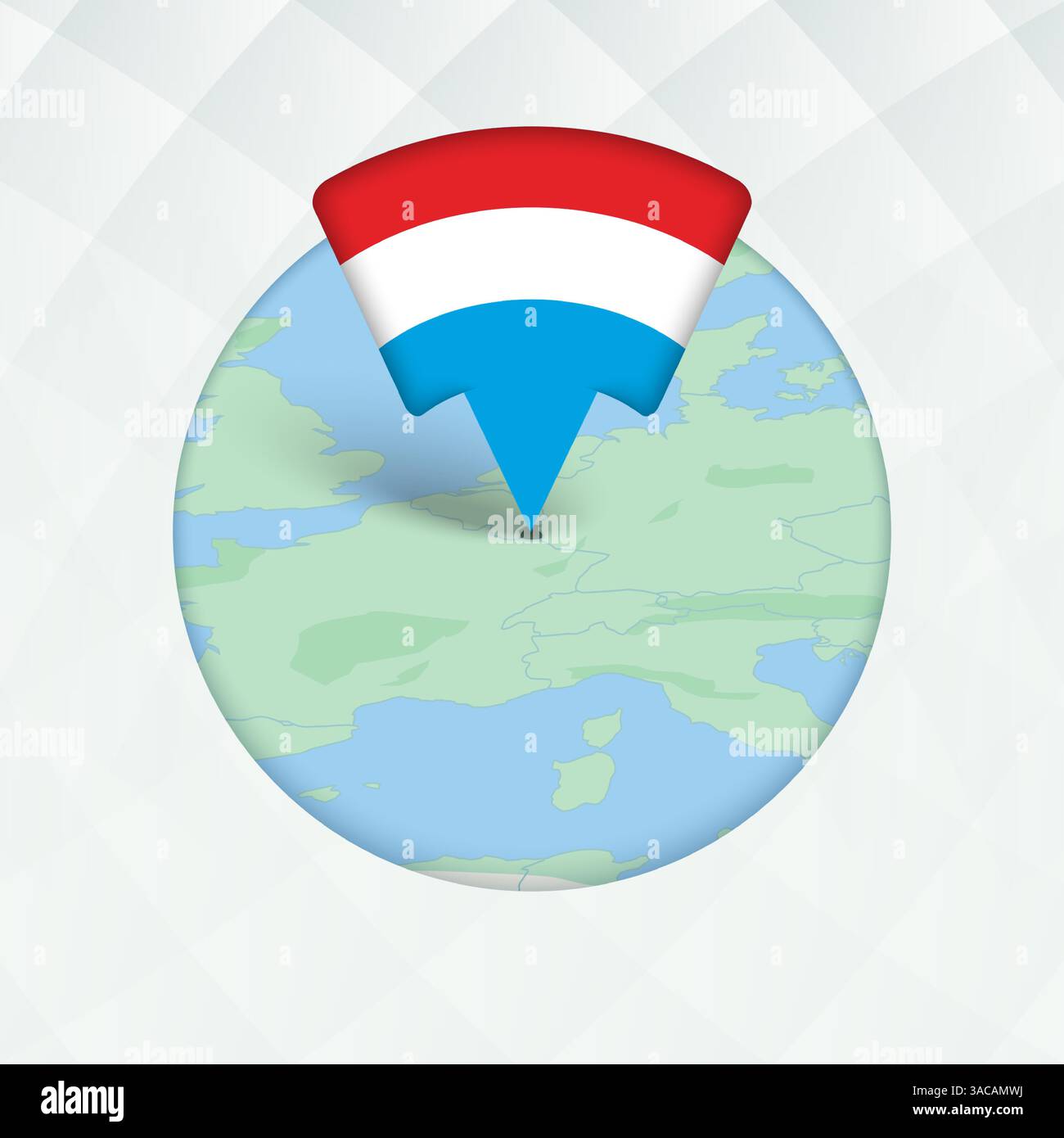Luxembourg Map Highlighted with Flag Marker. Flag Pointer on Geographic Map Stock Vector Image ...