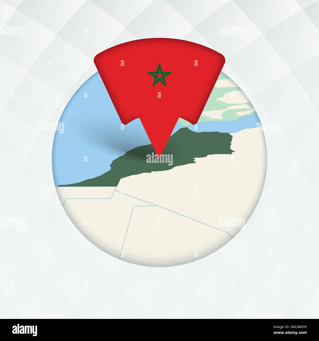 Morocco Map Highlighted with Flag Marker. Flag Pointer on Geographic Map Stock Vector Image ...