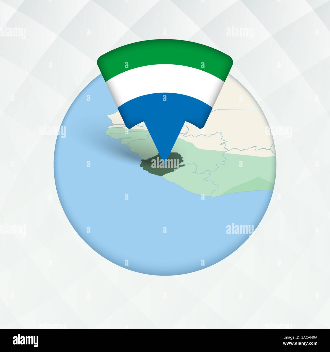 Sierra Leone Map Highlighted with Flag Marker. Flag Pointer on Geographic Map Stock Vector Image ...