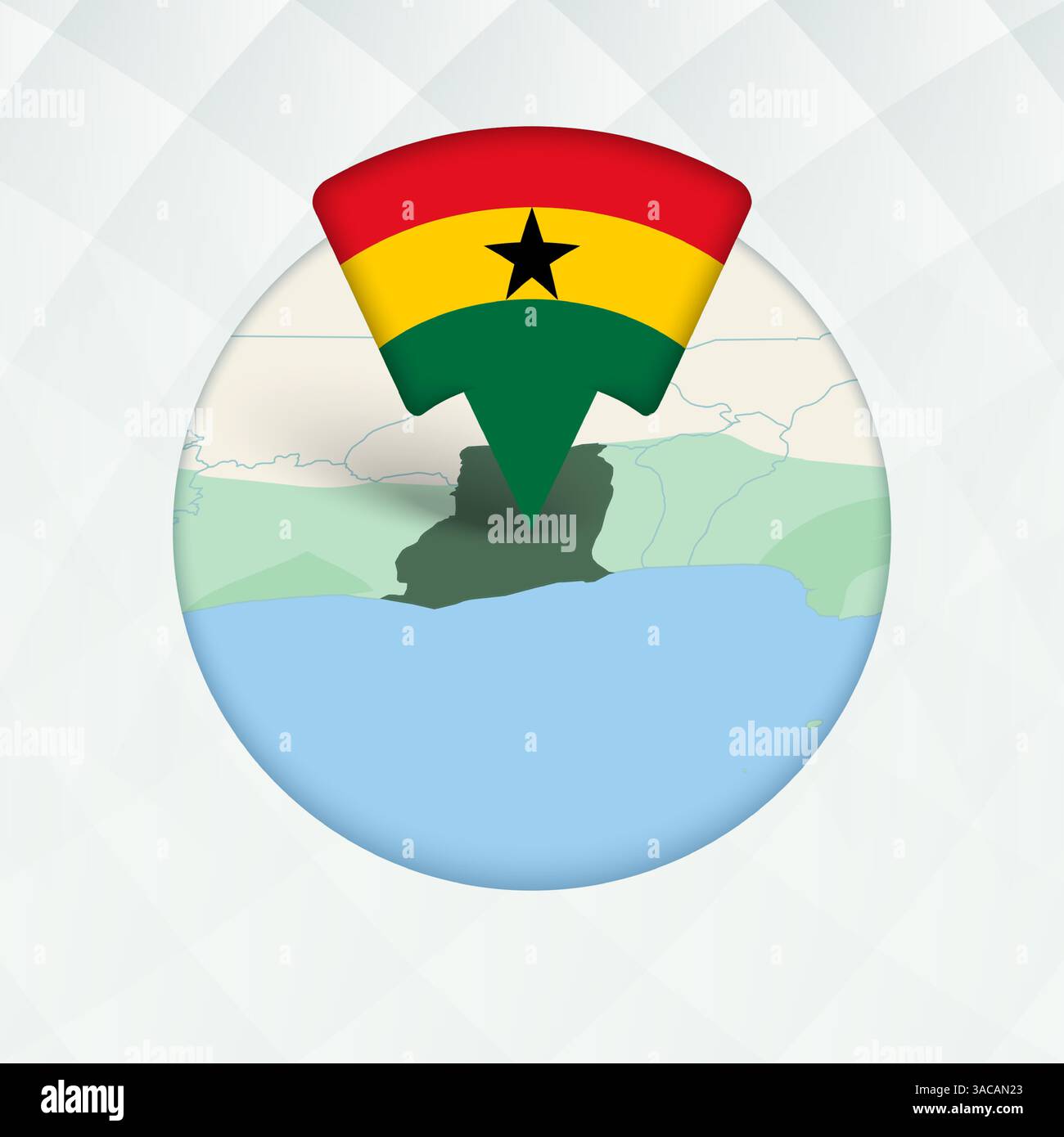 Ghana Map Highlighted with Flag Marker. Flag Pointer on Geographic Map Stock Vector Image & Art ...