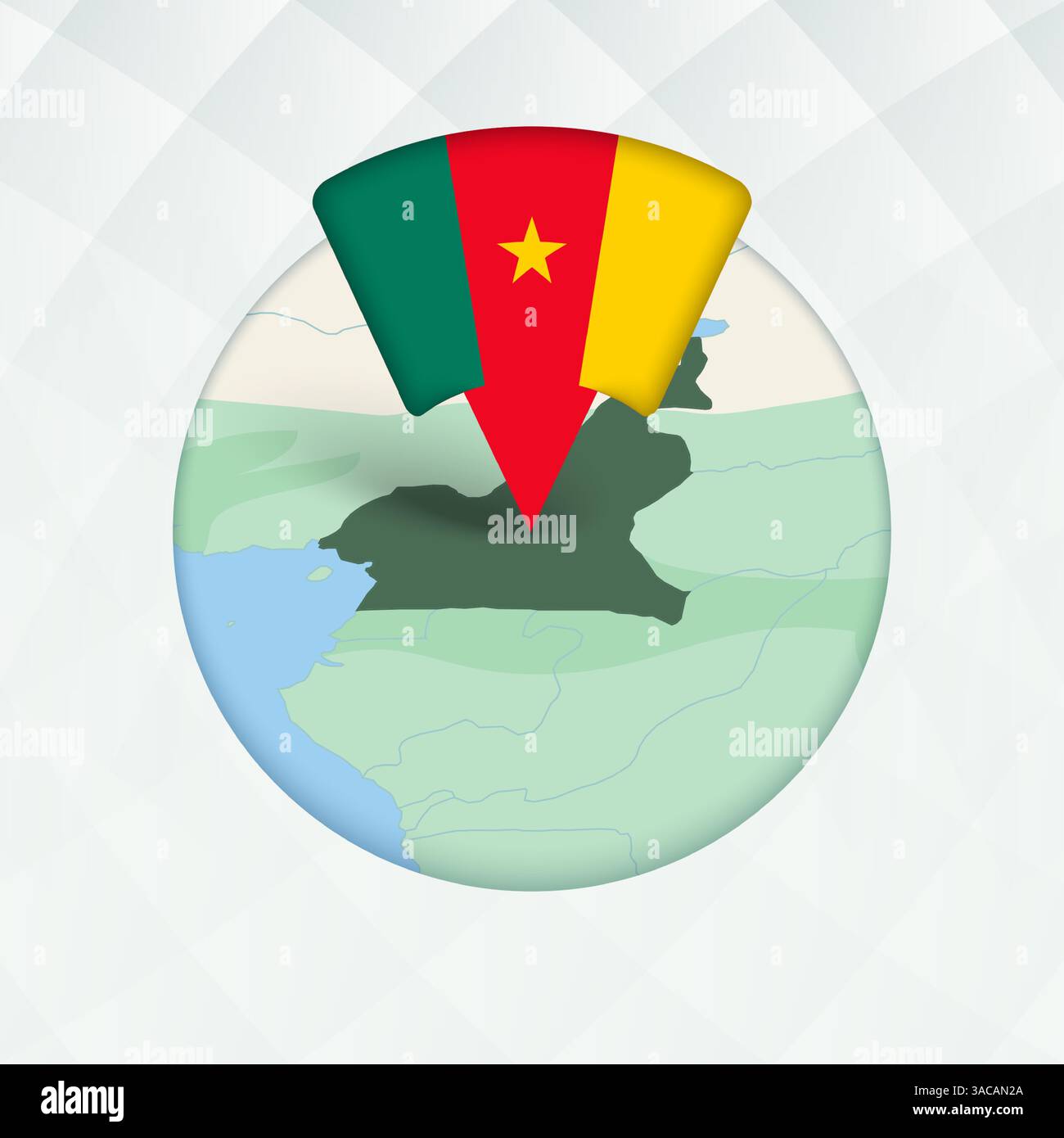 Cameroon Map Highlighted with Flag Marker. Flag Pointer on Geographic Map Stock Vector Image ...