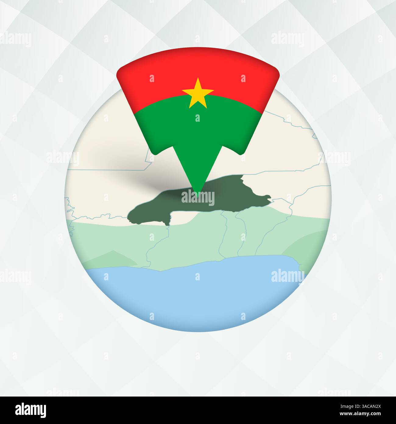 Burkina Faso Map Highlighted with Flag Marker. Flag Pointer on Geographic Map Stock Vector Image ...