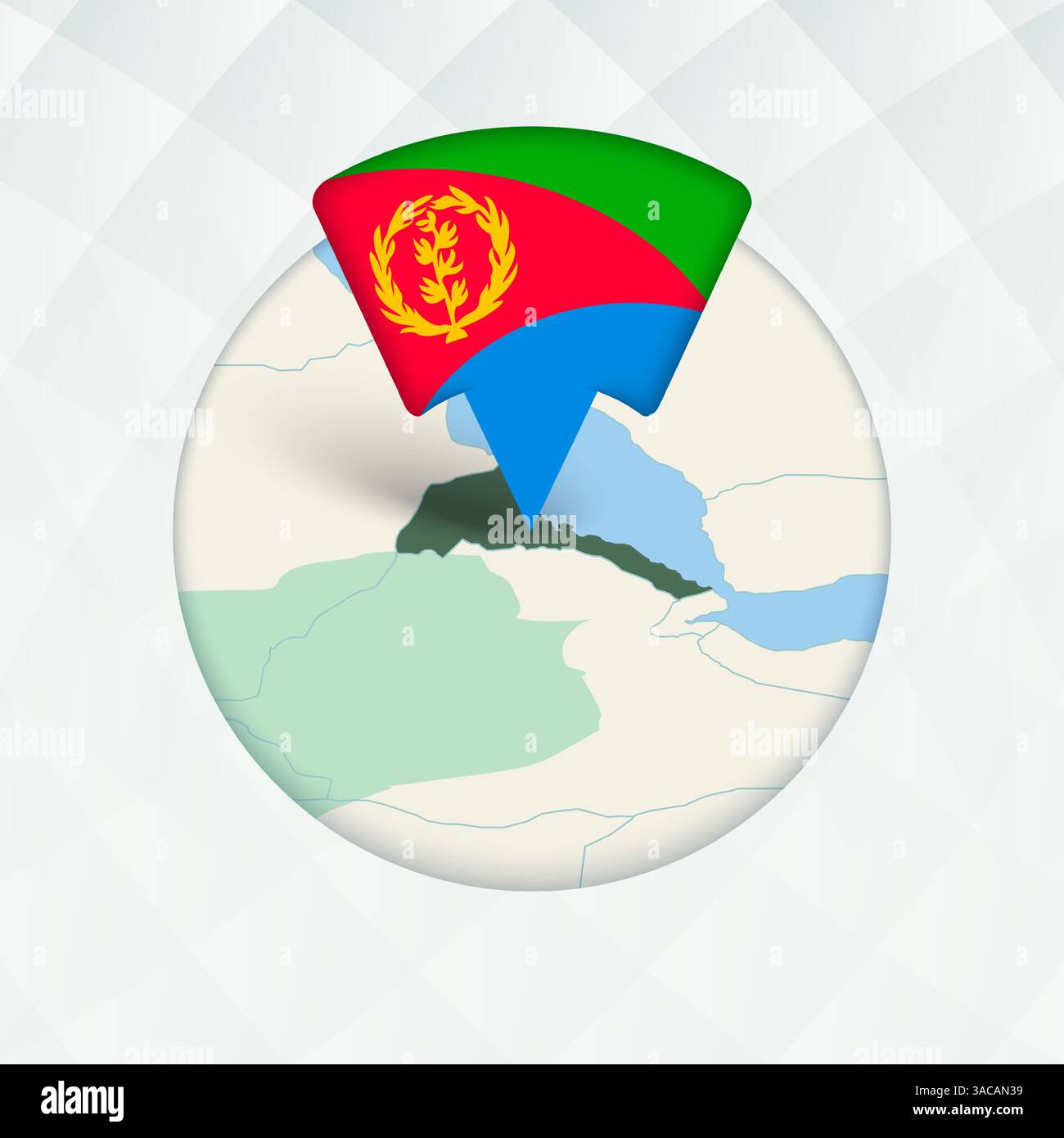 Eritrea Map Highlighted with Flag Marker. Flag Pointer on Geographic ...