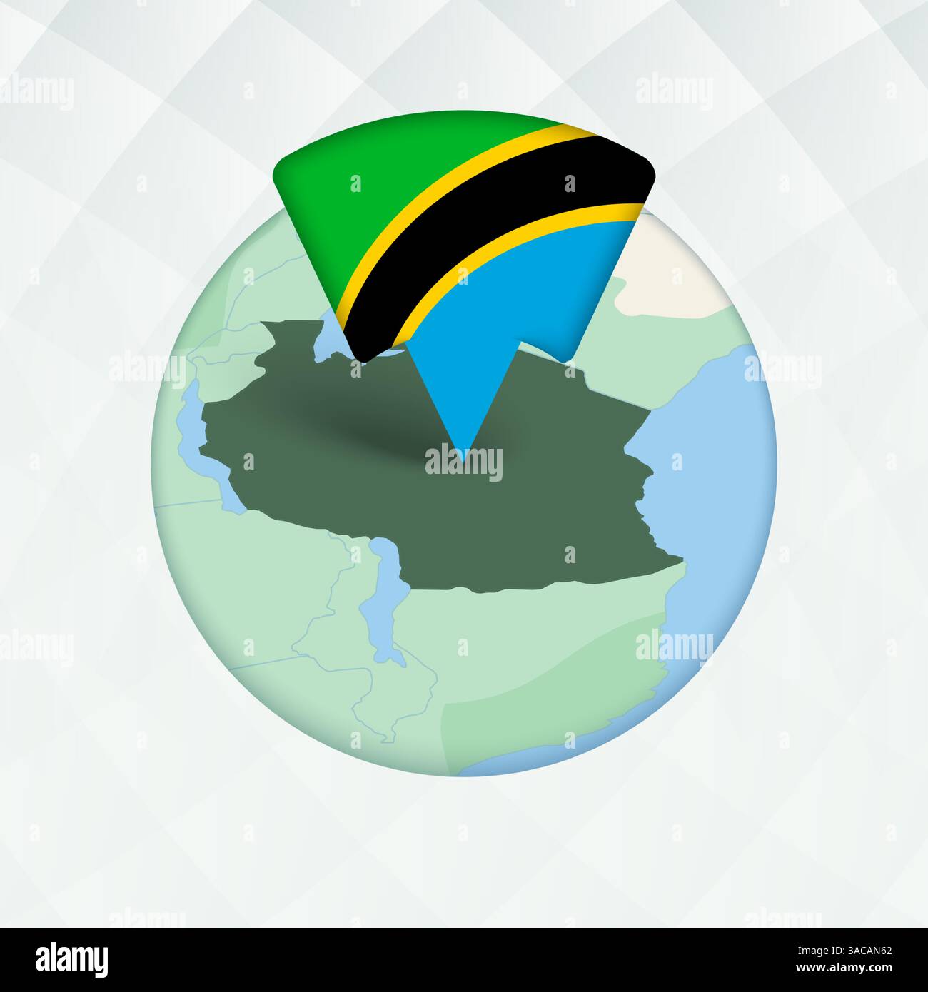 Tanzania Map Highlighted with Flag Marker. Flag Pointer on Geographic Map Stock Vector Image ...