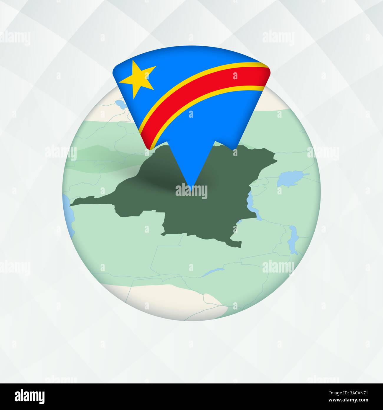 DR Congo Map Highlighted with Flag Marker. Flag Pointer on Geographic Map Stock Vector Image ...