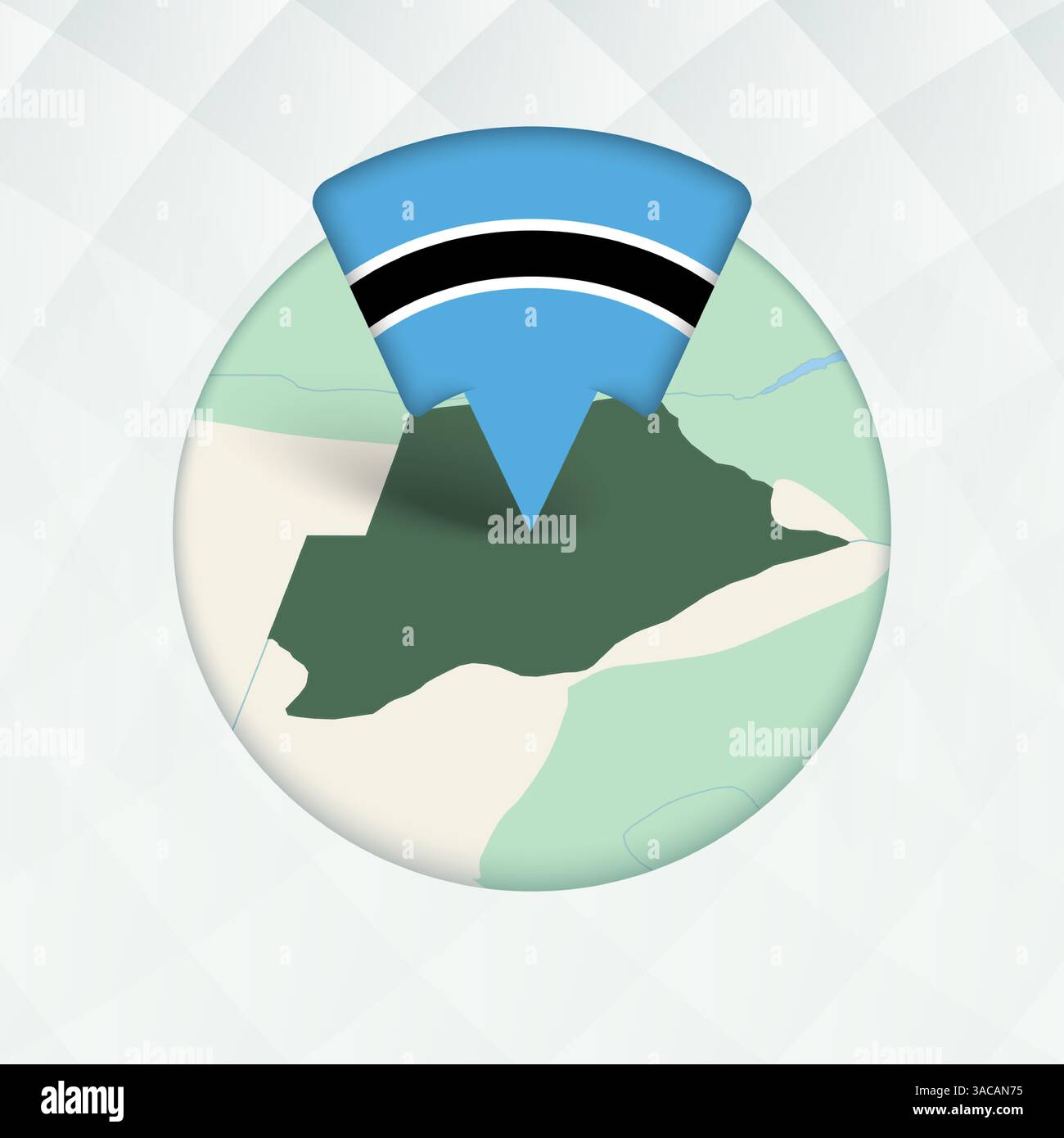 Botswana Map Highlighted with Flag Marker. Flag Pointer on Geographic Map Stock Vector Image ...