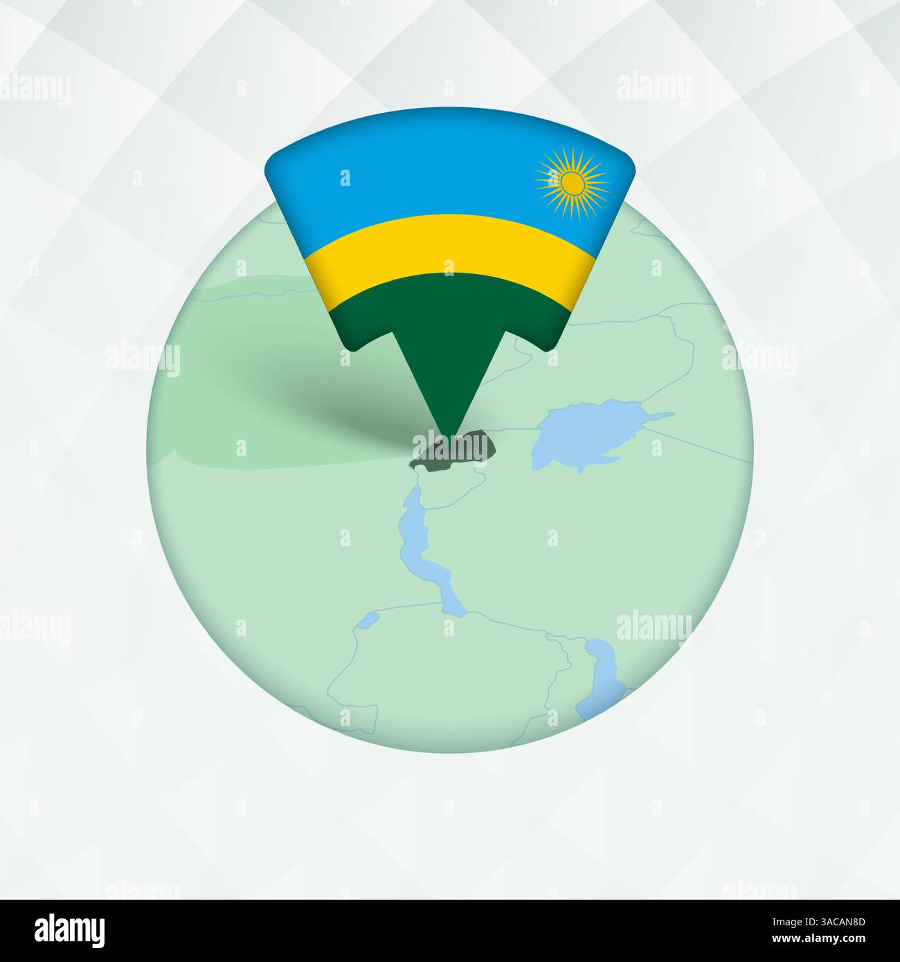 Rwanda Map Highlighted with Flag Marker. Flag Pointer on Geographic Map Stock Vector Image & Art ...