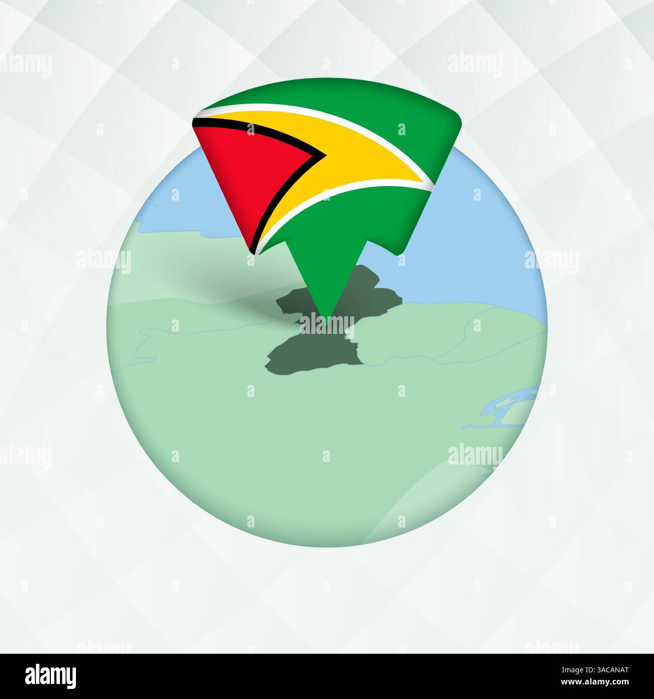 Guyana Map Highlighted with Flag Marker. Flag Pointer on Geographic Map Stock Vector Image & Art ...