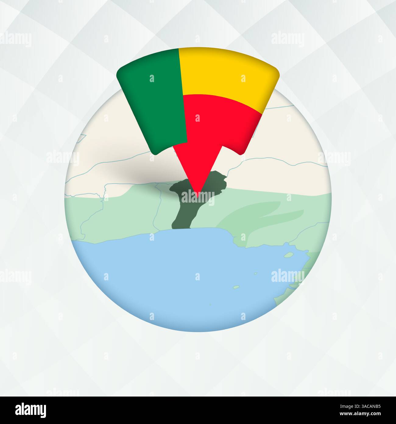 Benin Map Highlighted with Flag Marker. Flag Pointer on Geographic Map Stock Vector Image & Art ...
