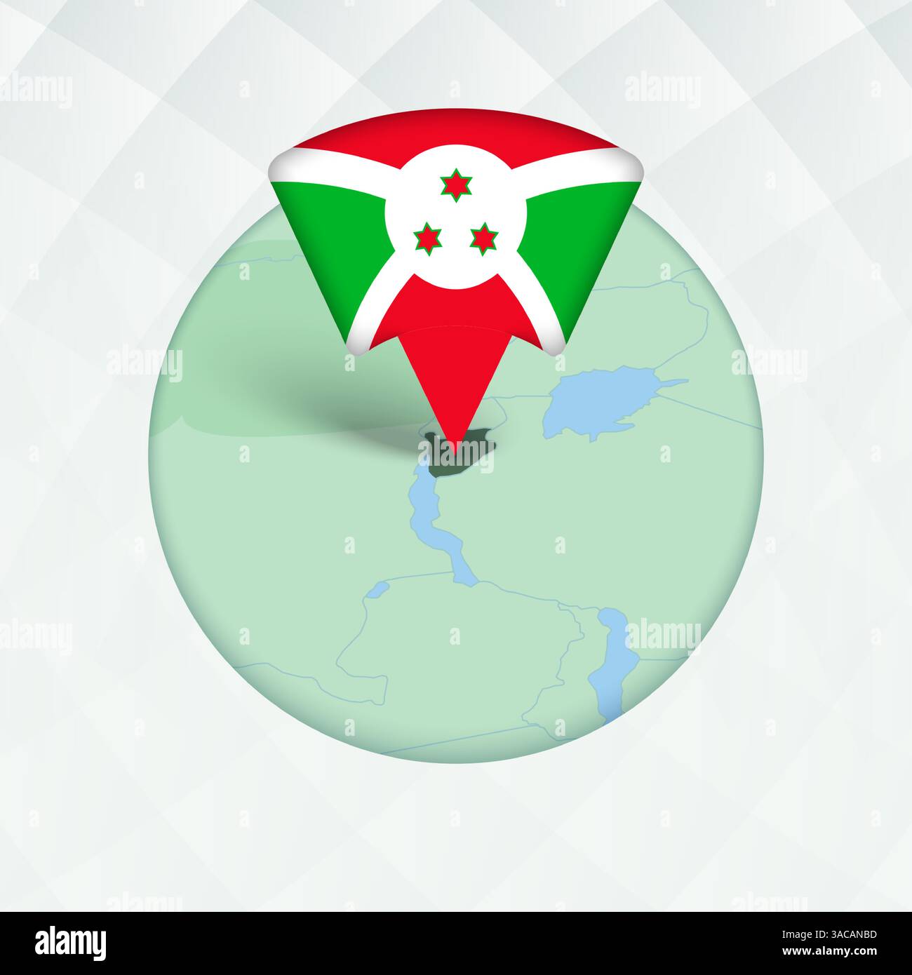Burundi Map Highlighted with Flag Marker. Flag Pointer on Geographic Map Stock Vector Image ...
