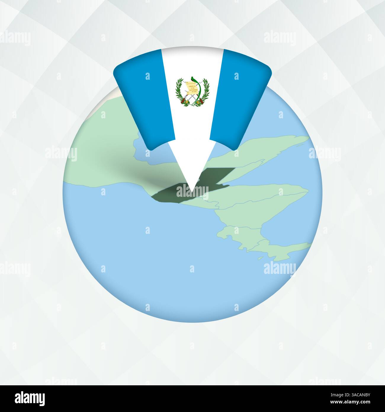 Guatemala Map Highlighted with Flag Marker. Flag Pointer on Geographic Map Stock Vector Image ...