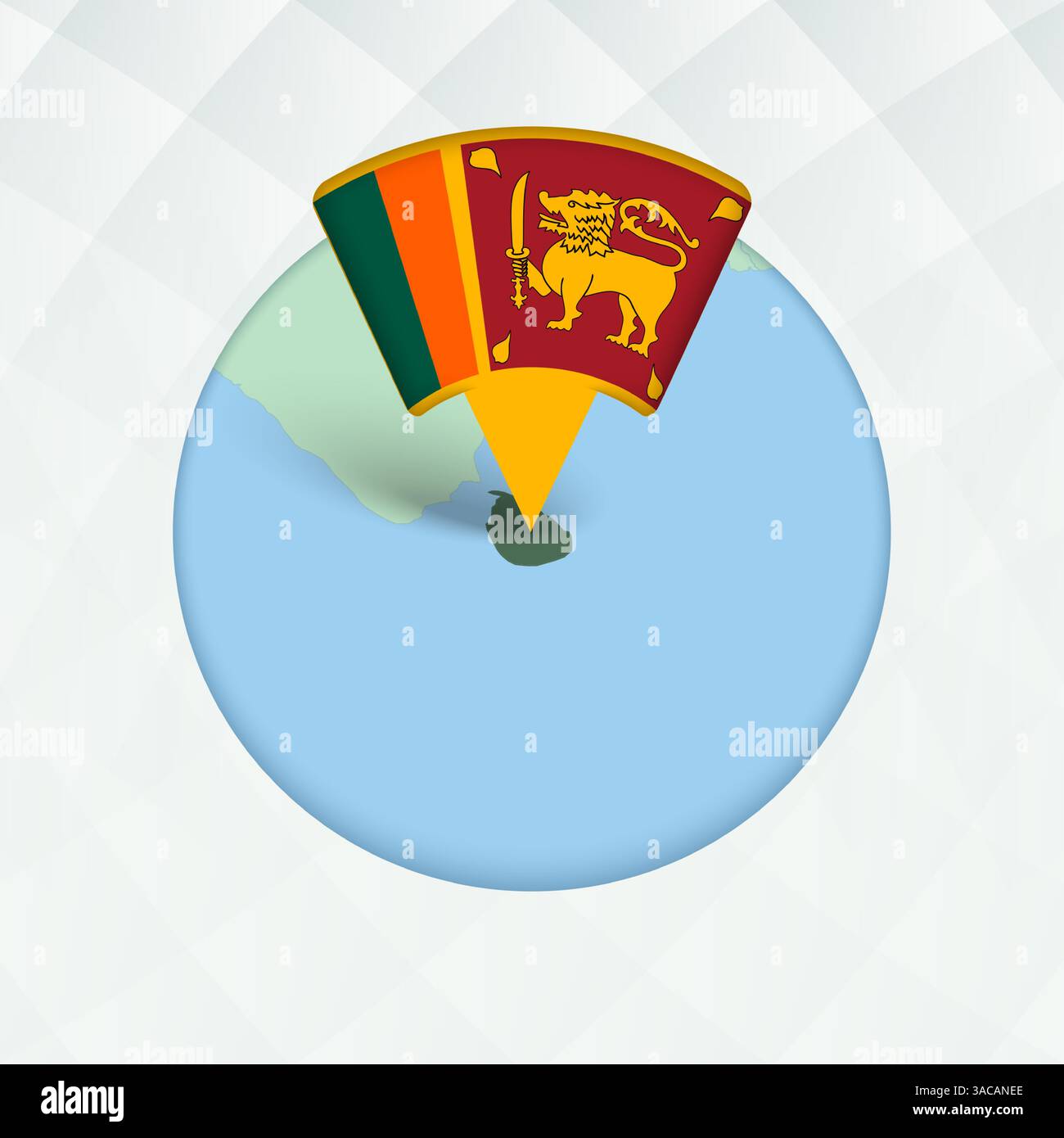 Sri Lanka Map Highlighted with Flag Marker. Flag Pointer on Geographic Map Stock Vector Image ...