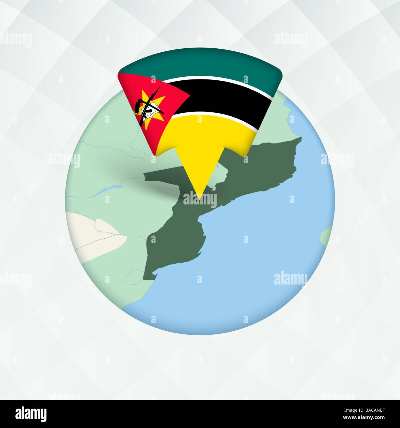 Mozambique Map Highlighted with Flag Marker. Flag Pointer on Geographic Map Stock Vector Image ...