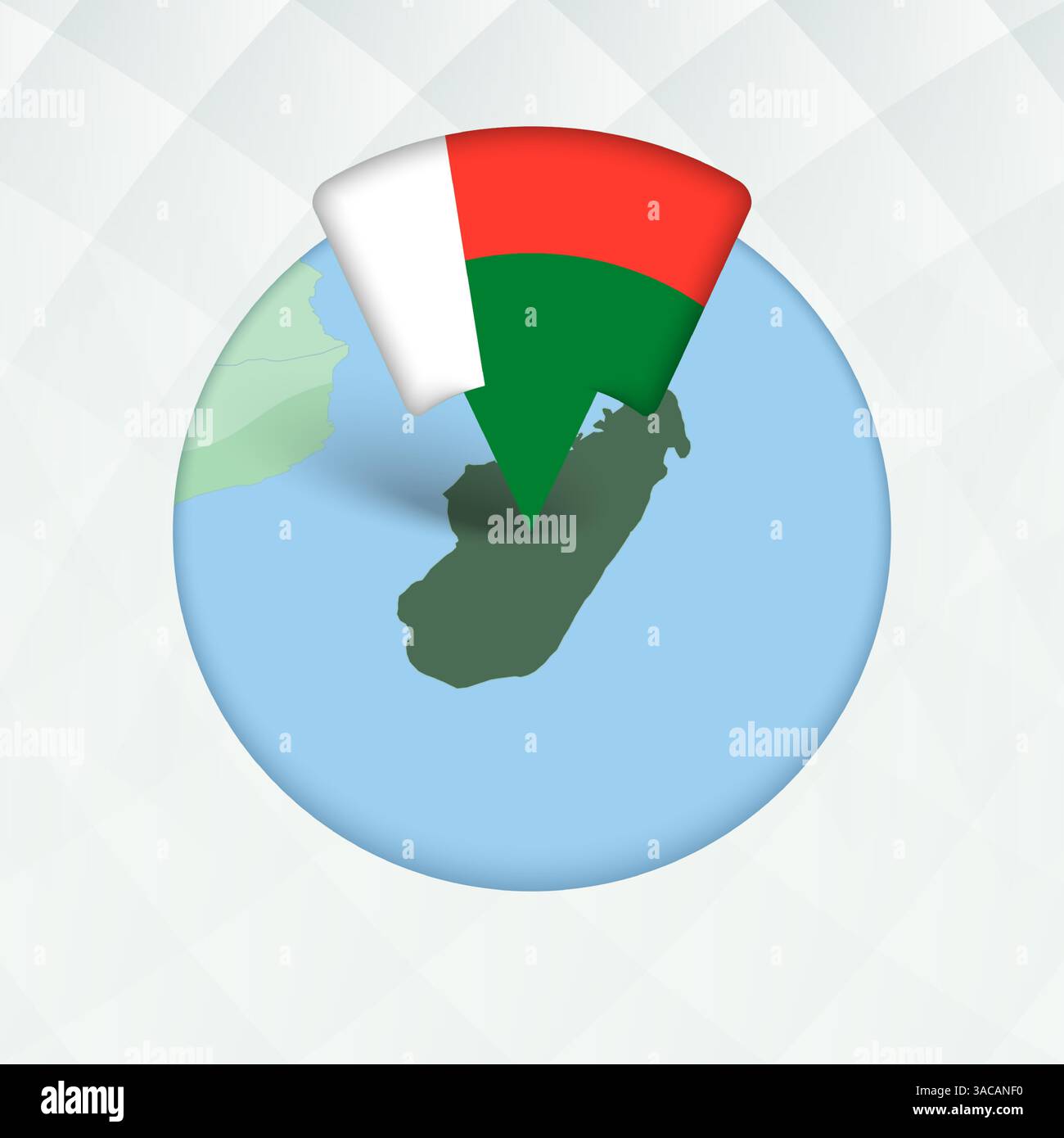Madagascar Map Highlighted with Flag Marker. Flag Pointer on Geographic Map Stock Vector Image ...