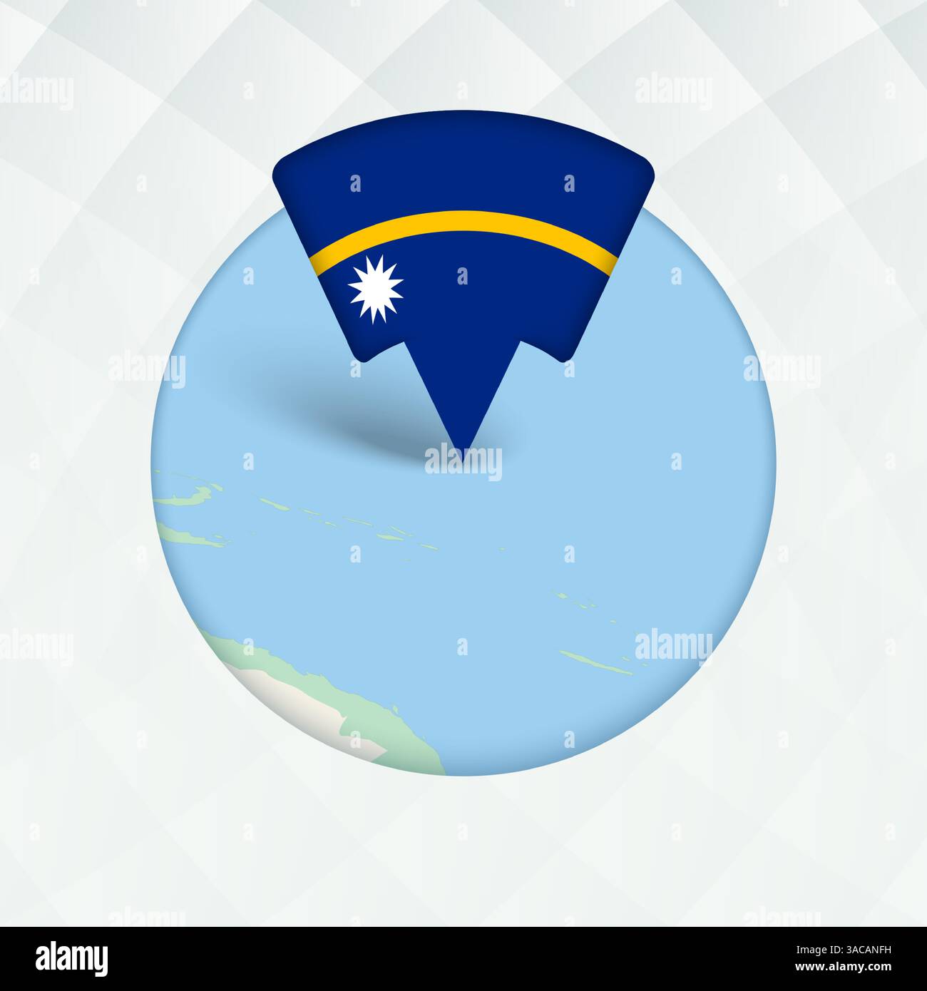 Nauru Map Highlighted with Flag Marker. Flag Pointer on Geographic Map ...