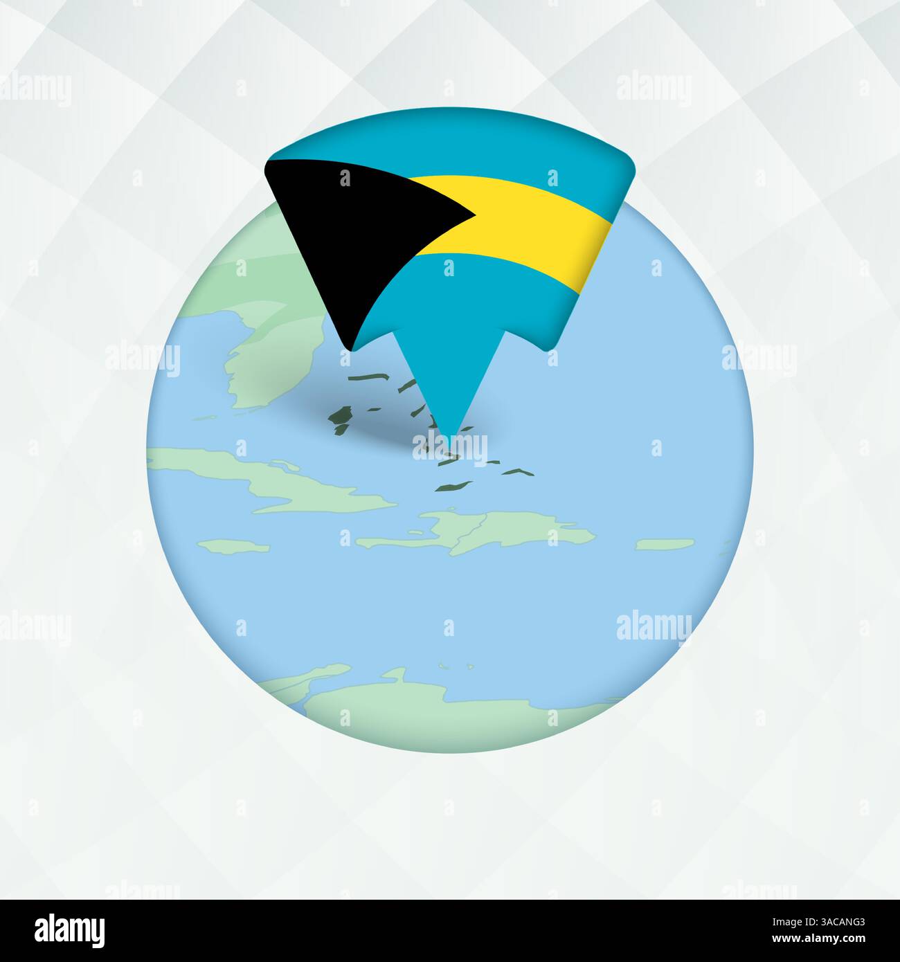 The Bahamas Map Highlighted with Flag Marker. Flag Pointer on Geographic Map Stock Vector Image ...