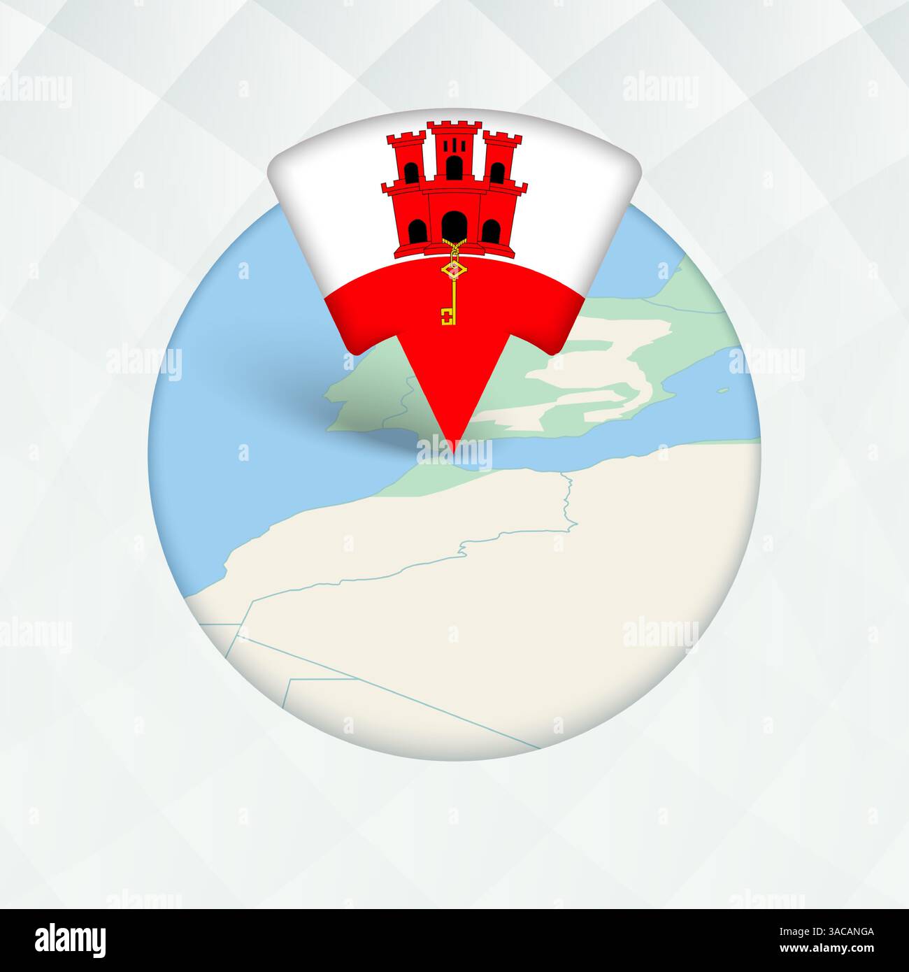 Gibraltar Map Highlighted with Flag Marker. Flag Pointer on Geographic Map Stock Vector Image ...