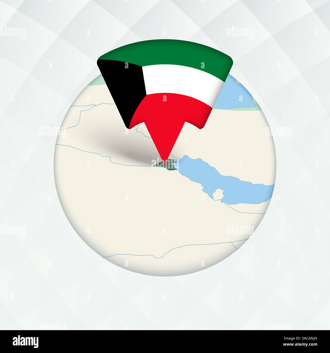 Kuwait Map Highlighted with Flag Marker. Flag Pointer on Geographic Map Stock Vector Image & Art ...