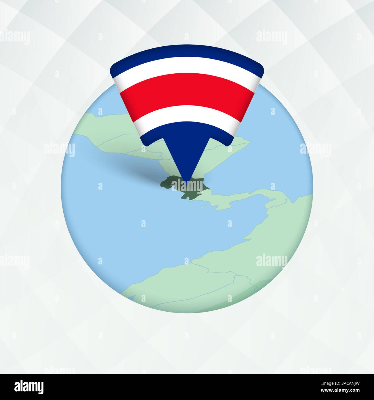 Costa Rica Map Highlighted with Flag Marker. Flag Pointer on Geographic Map Stock Vector Image ...