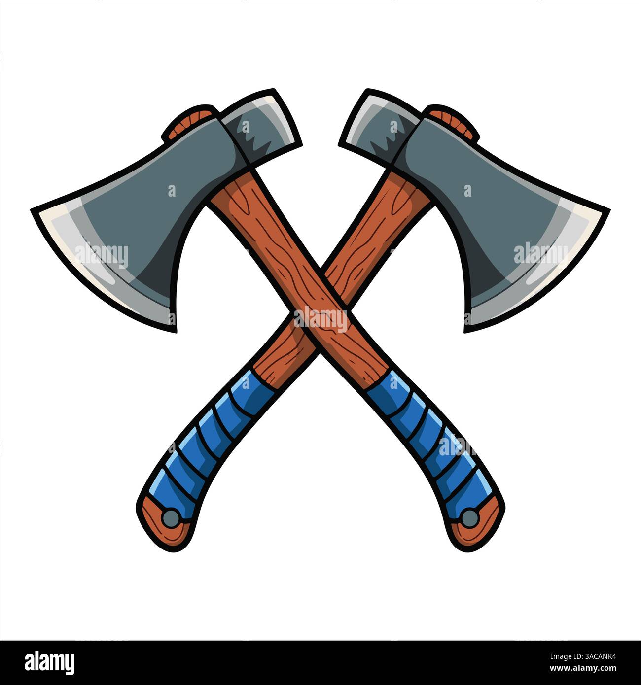 Axe vector, featuring crossed axes, including a firefighter axe. Ideal ...