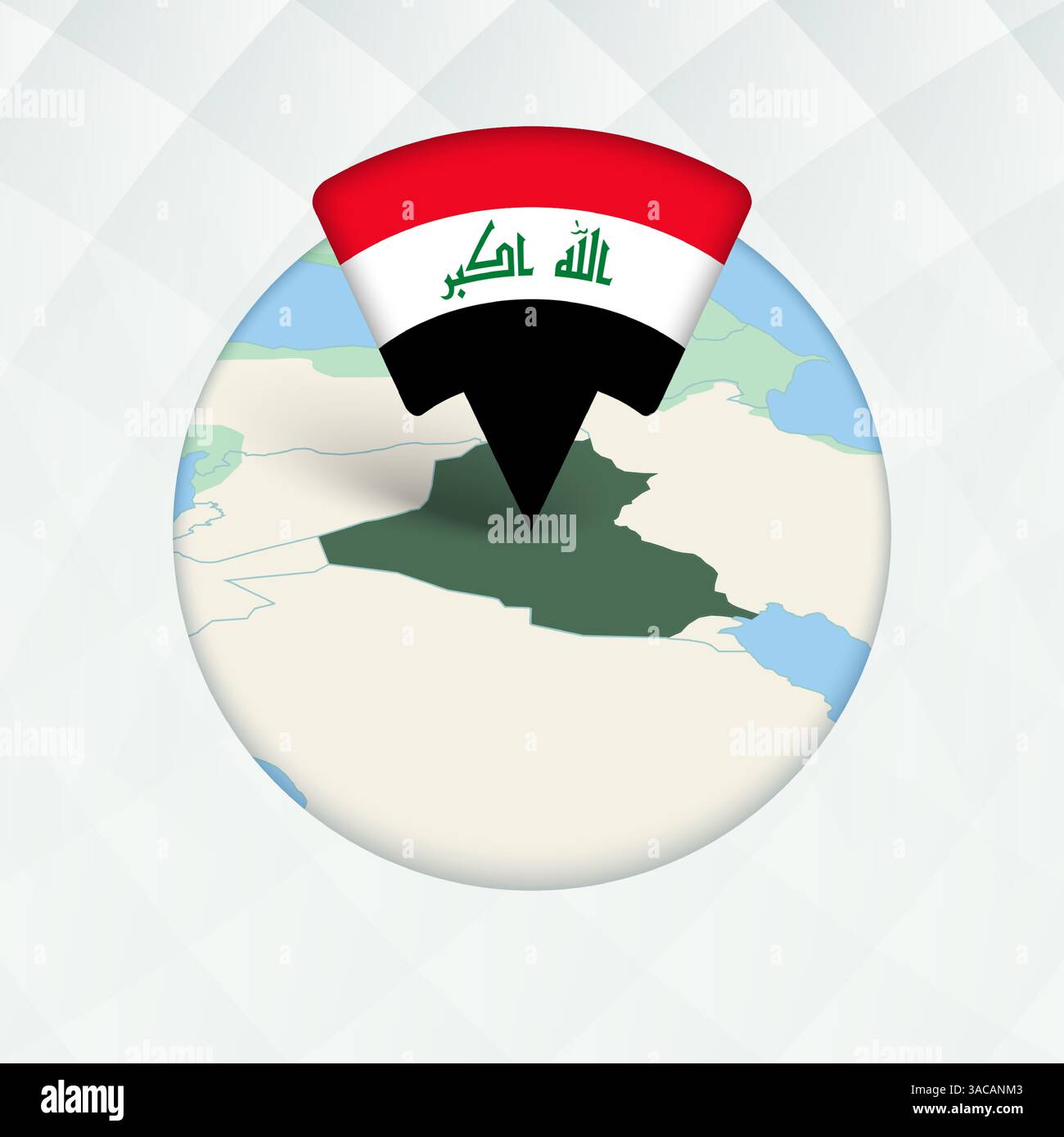 Iraq Map Highlighted with Flag Marker. Flag Pointer on Geographic Map Stock Vector Image & Art ...