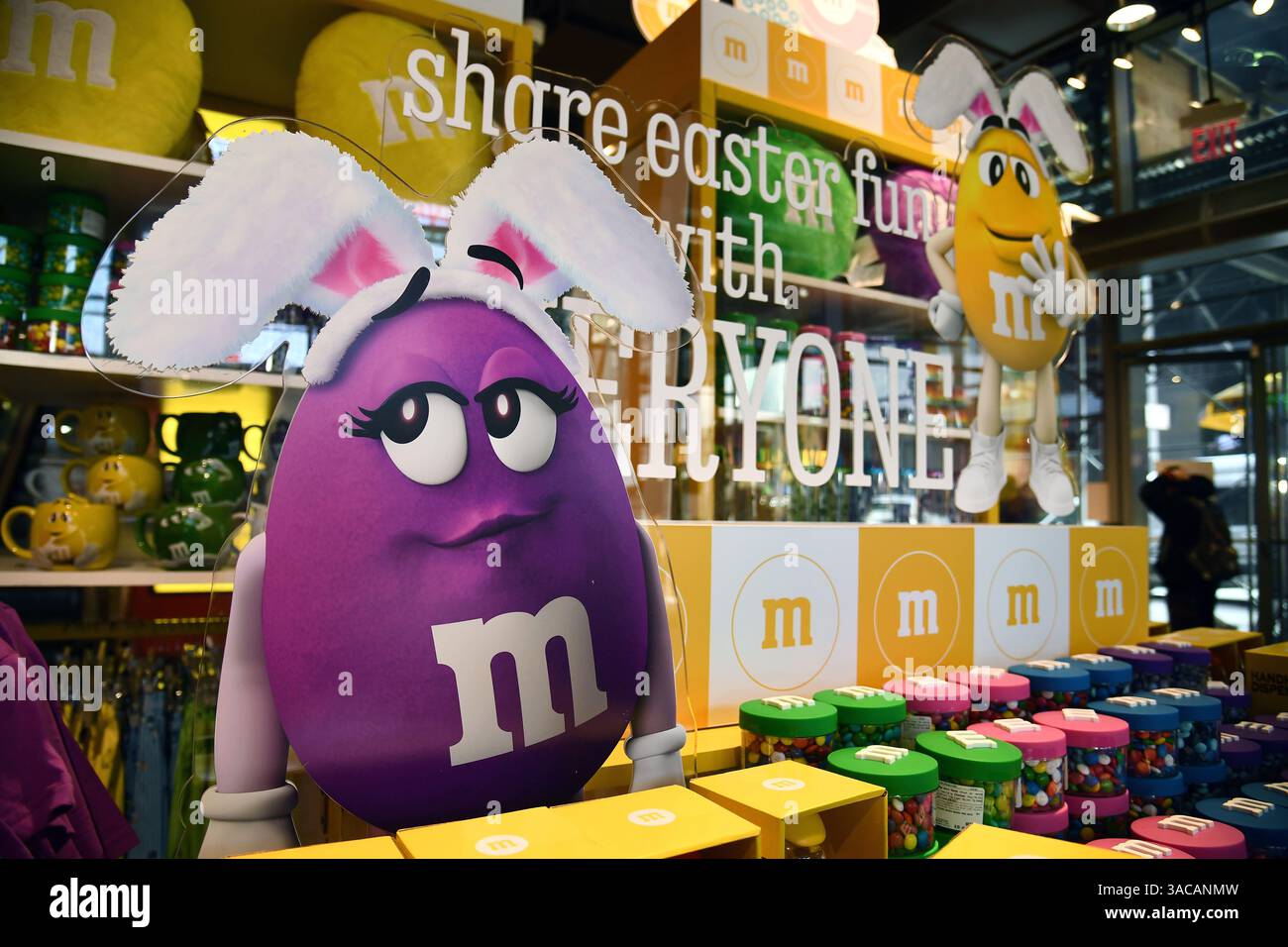 Chocolate themed M&M's on display at the Times Square retail store, New ...