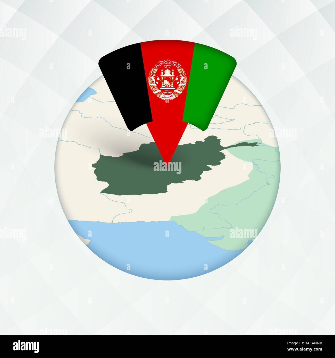 Afghanistan Map Highlighted with Flag Marker. Flag Pointer on Geographic Map Stock Vector Image ...