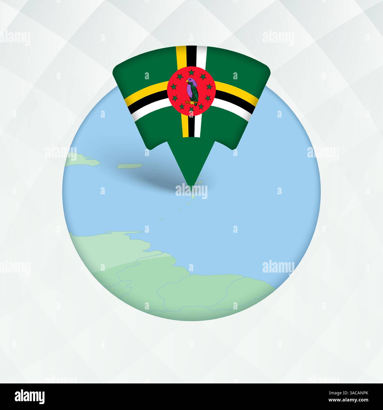 Dominica Map Highlighted with Flag Marker. Flag Pointer on Geographic Map Stock Vector Image ...