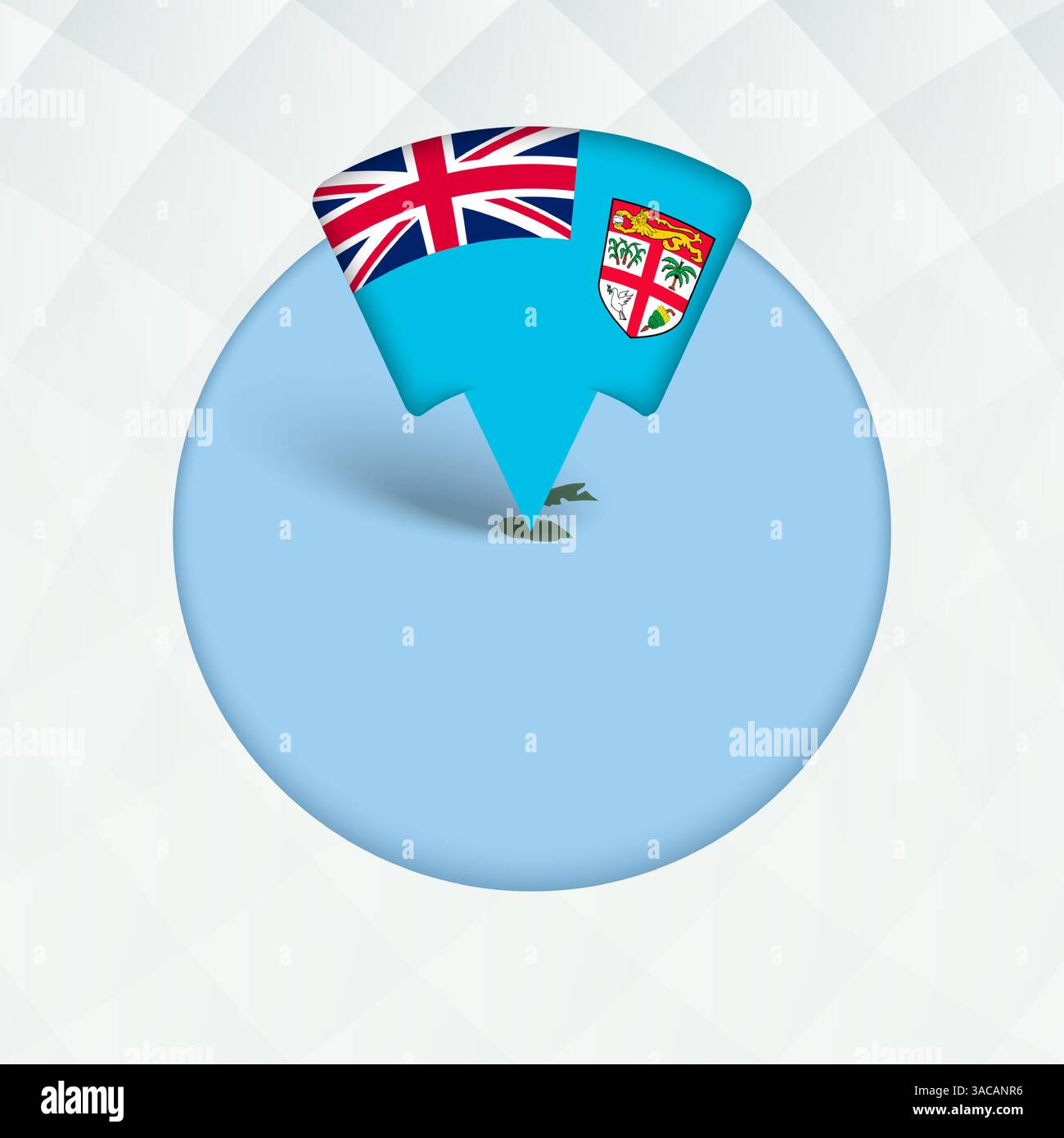 Fiji Map Highlighted with Flag Marker. Flag Pointer on Geographic Map ...