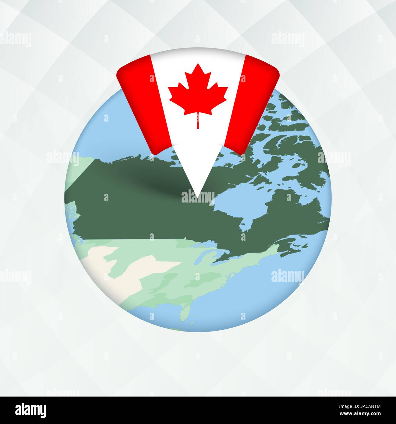 Canada Map Highlighted with Flag Marker. Flag Pointer on Geographic Map ...