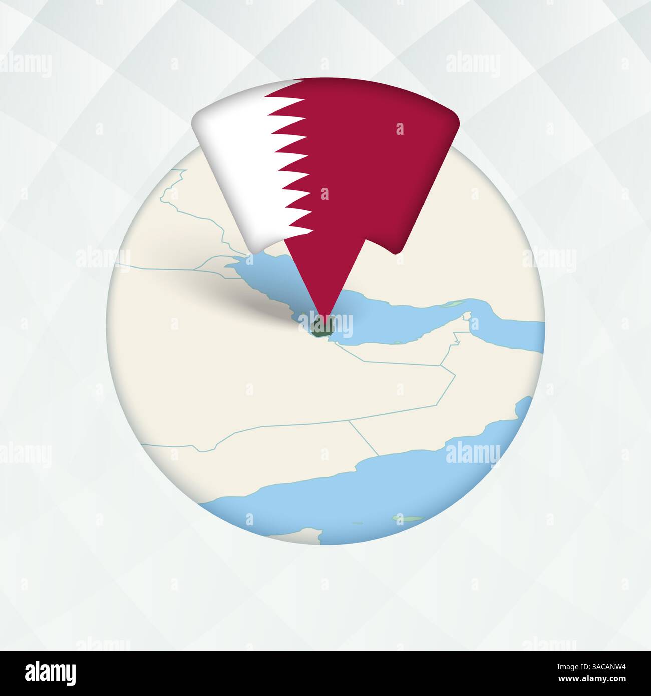 Qatar Map Highlighted with Flag Marker. Flag Pointer on Geographic Map Stock Vector Image & Art ...