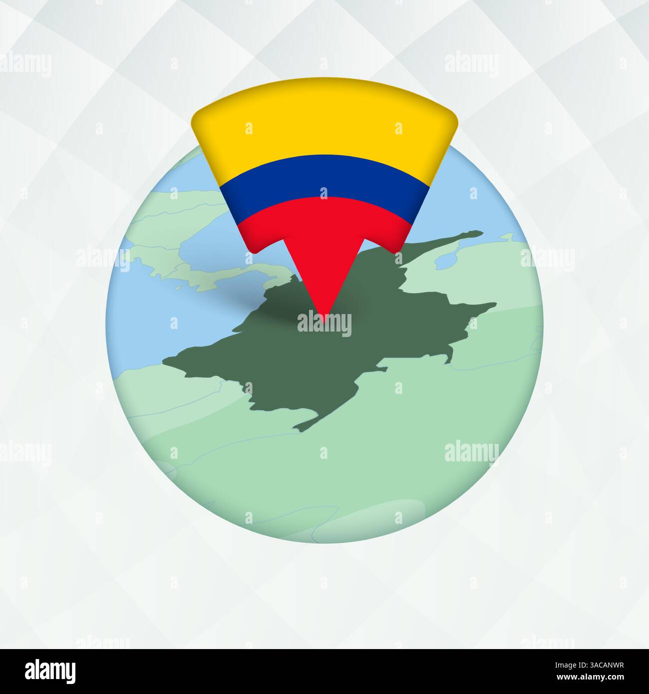 Colombia Map Highlighted with Flag Marker. Flag Pointer on Geographic Map Stock Vector Image ...