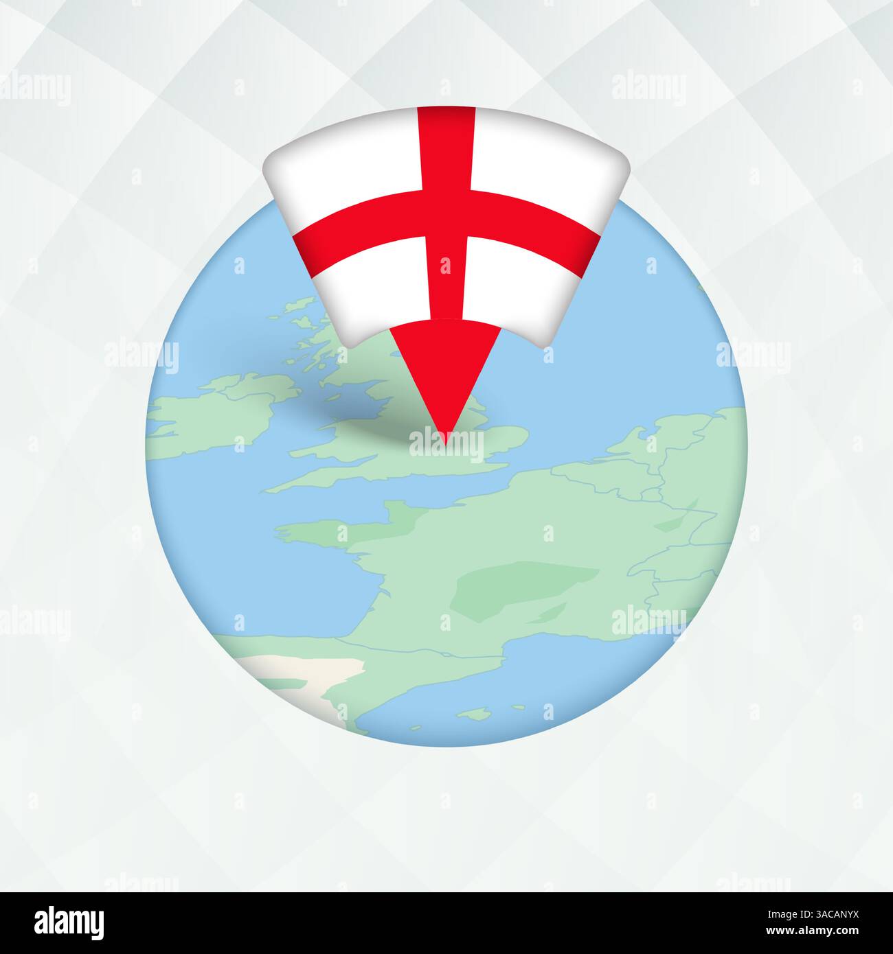 England Map Highlighted with Flag Marker. Flag Pointer on Geographic Map Stock Vector Image ...