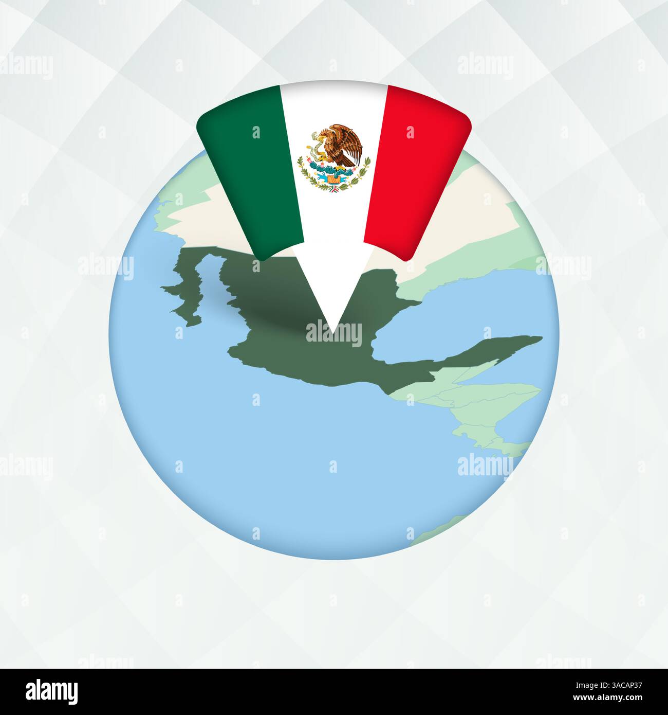 Mexico Map Highlighted with Flag Marker. Flag Pointer on Geographic Map ...